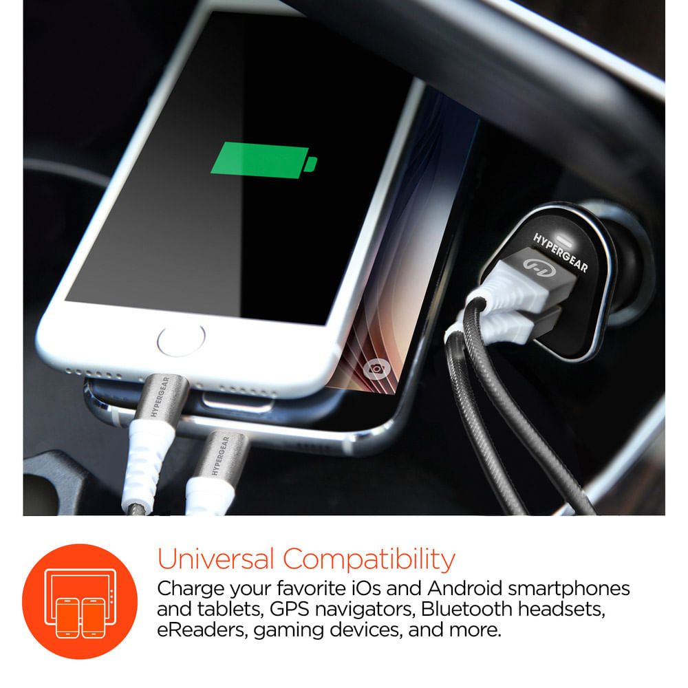 DUAL USB CAR CHARGER - BLACK