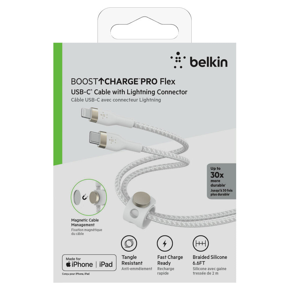 Cable Boost Charge Pro Flex Usb-C A Lightning 2M En Blanco