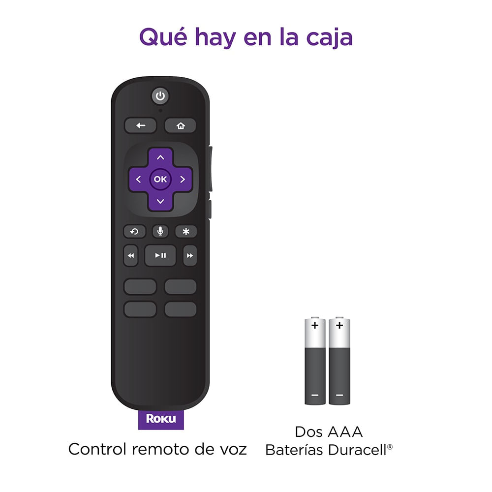 Roku Control Remoto Por Voz (Con Controles Para Tv) En Negro